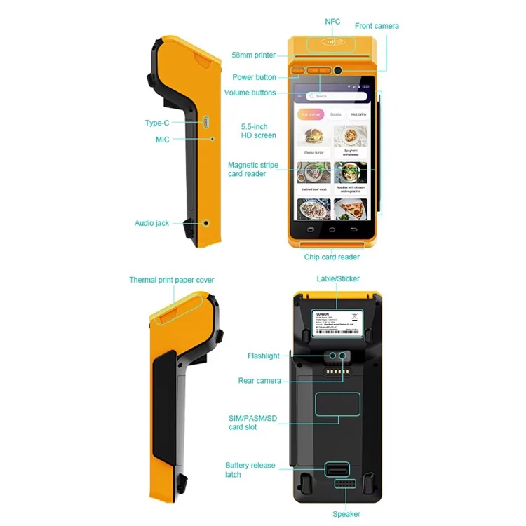 All in one 5.5 inch Touch Screen Cashier machine nfc android pos device ...
