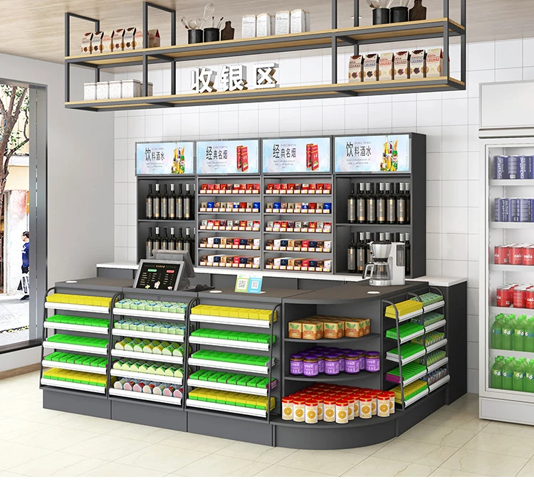 Customized Commercial Steel and Wood Check Grocery Store