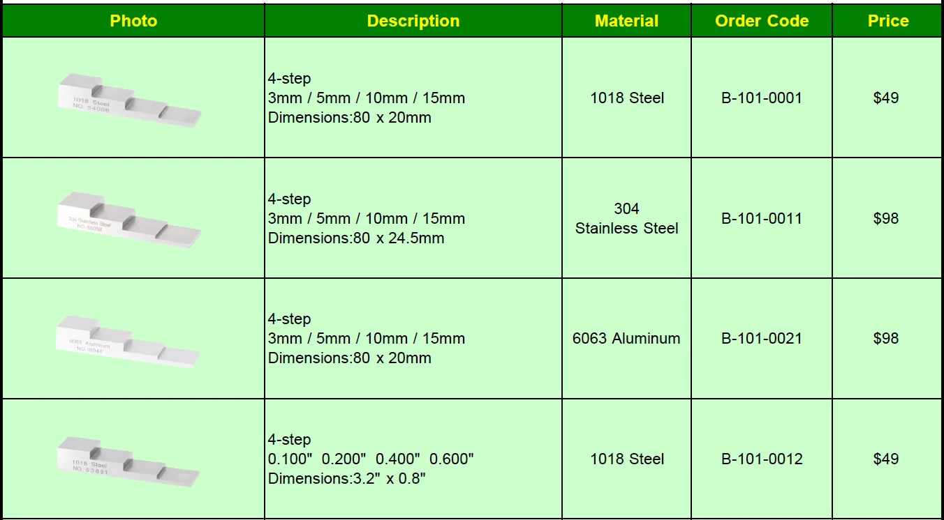 Yushi 5 Step Calibration Block 5/10/15/20/25mm 304 Stainless Steel For ...
