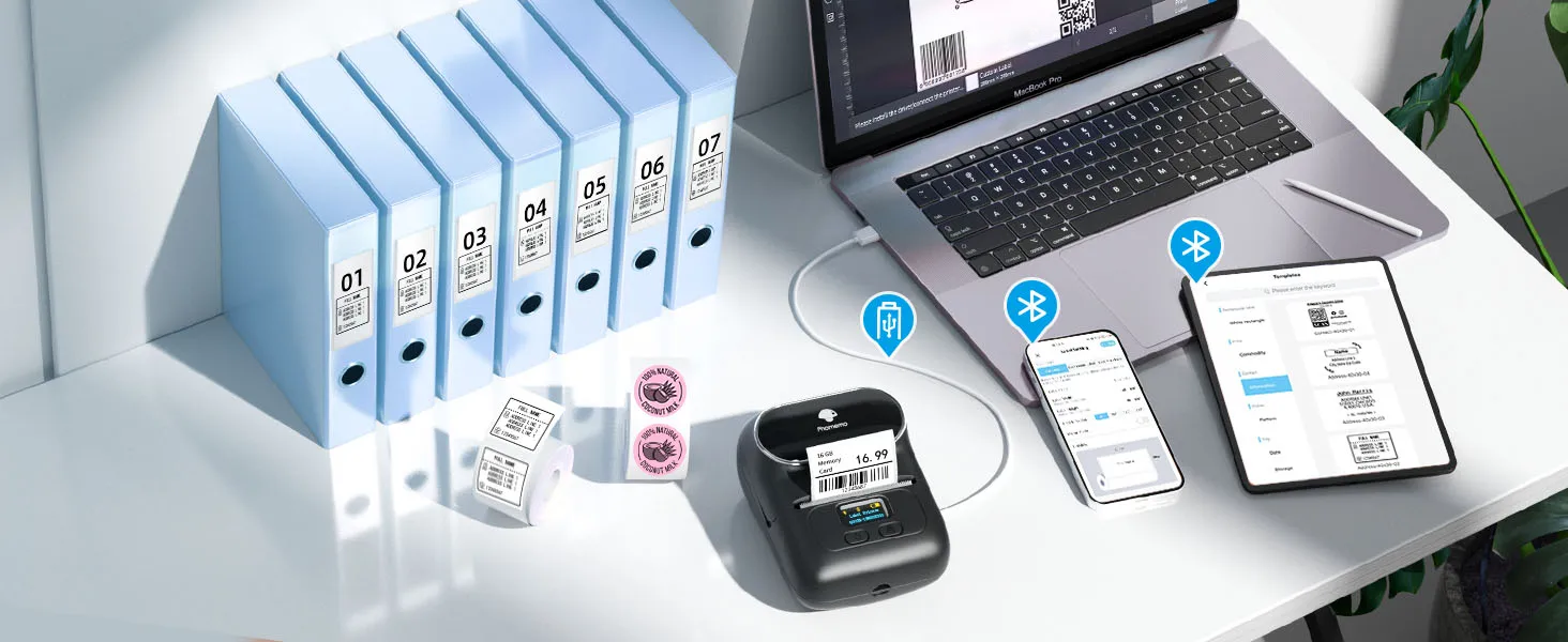 Upgraded Phomemo Label Printer M110 Barcode Printer Blue Tooth Portable ...