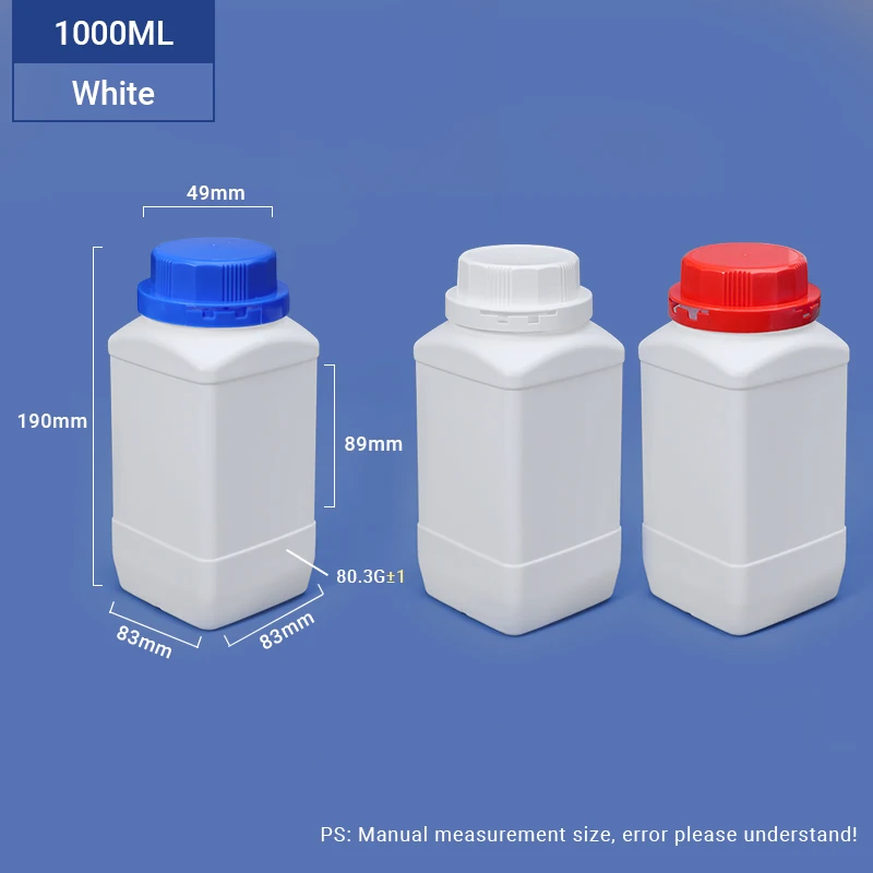 Custom Label Square Plastic Reagent Bottles Chemical Solution Medical ...