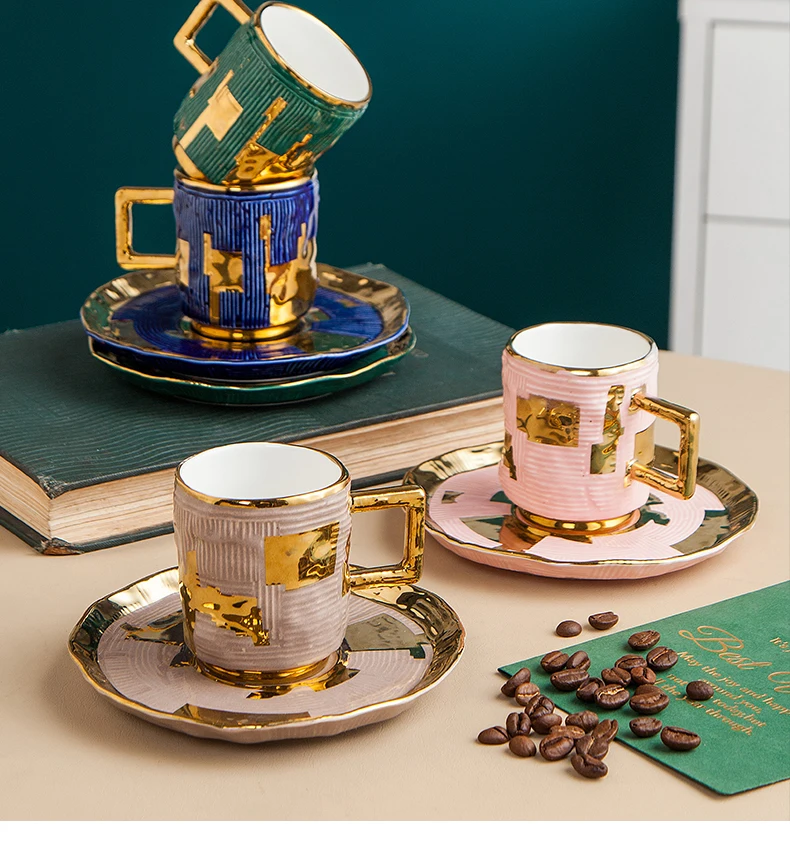 Porcelain Cup and Saucer Set Custom OEM Factory Reusable Ceramic Arabic ...