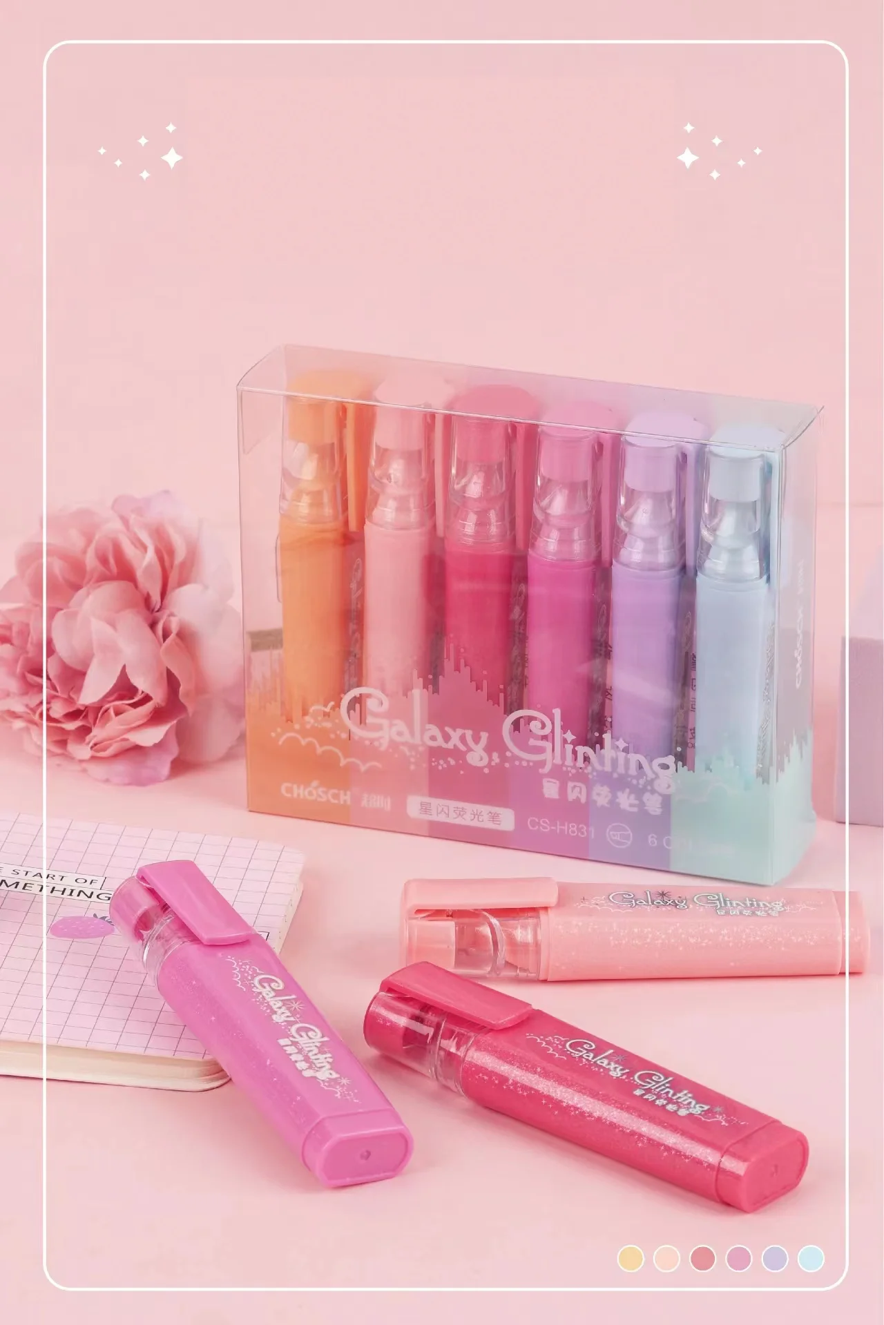 Multi-colored School Student Office Flat Galaxy Glinting Glitter ...