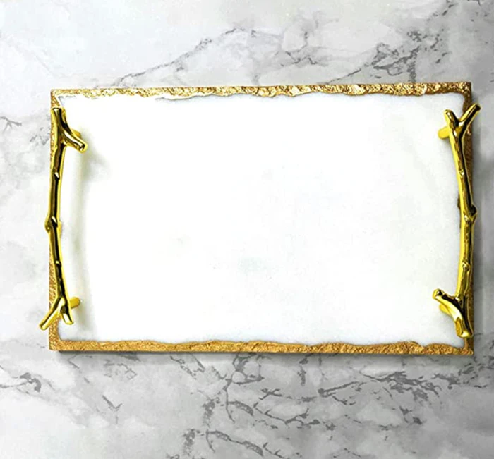 Wholesale Luxury Marble Tray With Stylish Gold Metal Handles Vanity ...