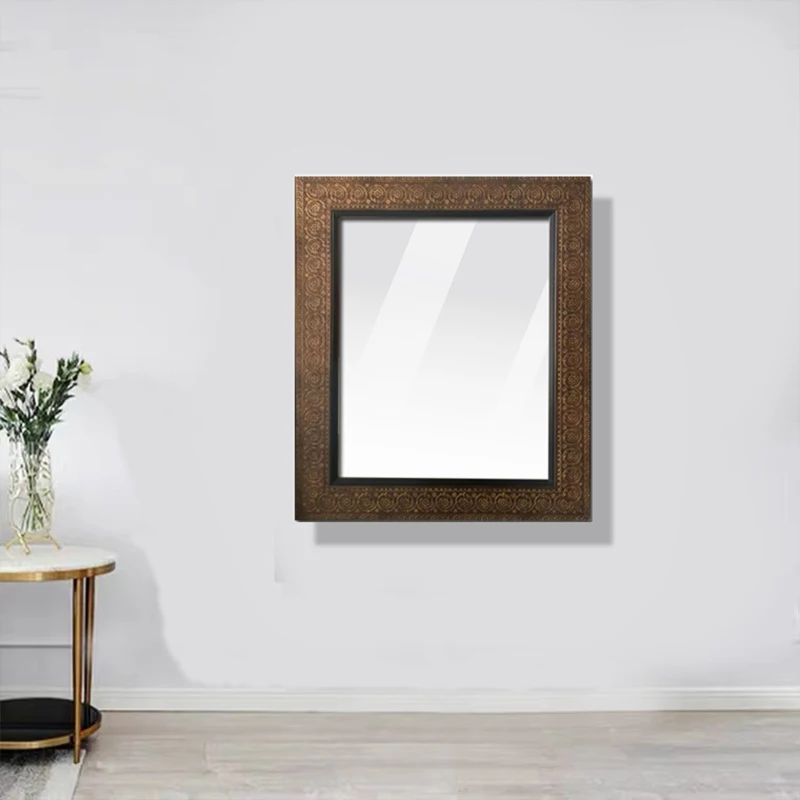 Retro Rectangular Plain Design Wall Mounted Mirror Frame Plastic For ...