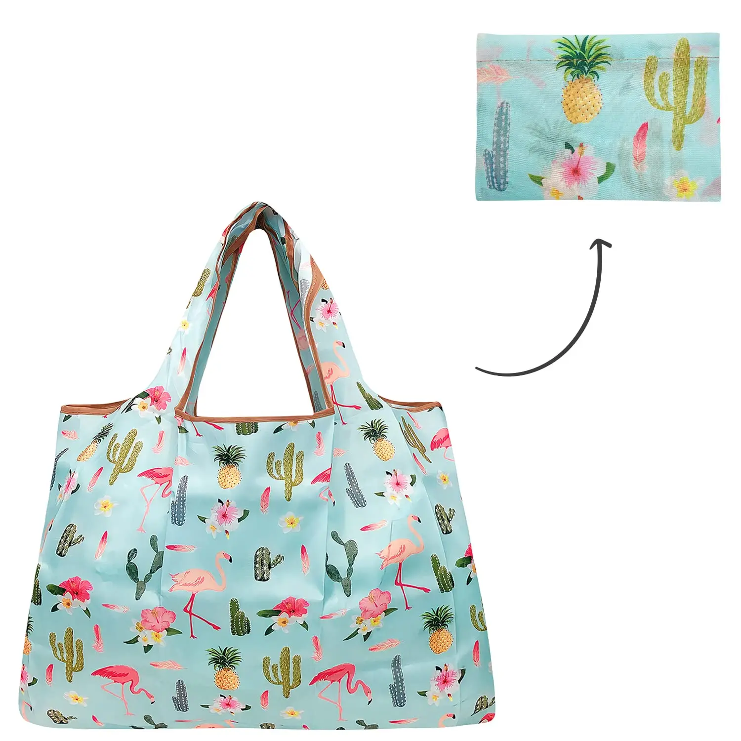 Eco Friendly Fold Away Polyester Reusable Folding Tote Shopping Bags ...