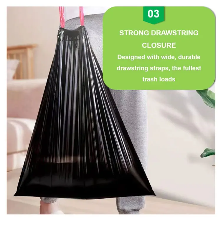 Large 39 Gallon Heavy Duty Drawstring Trash Bags 120 Liters Drawstring ...