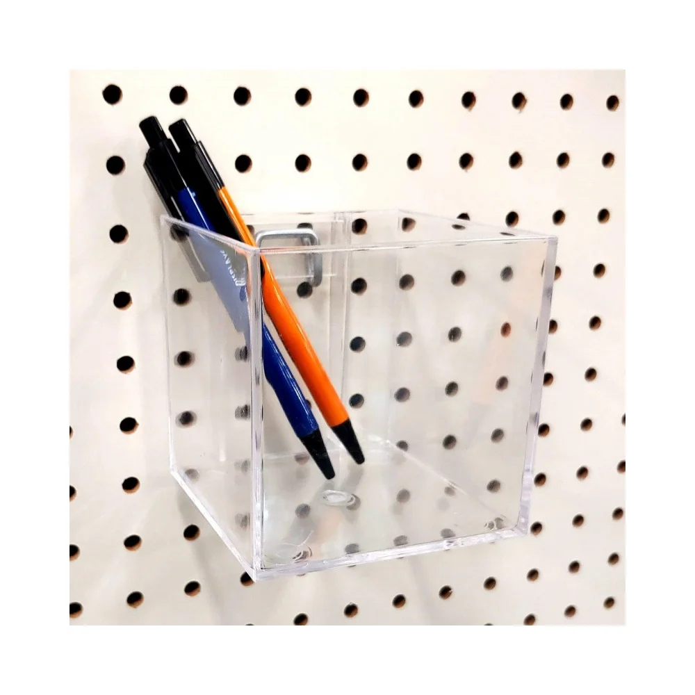 4" Clear Acrylic Box Cube Dump Bin Display Slatwall Pegboard Perspex ...