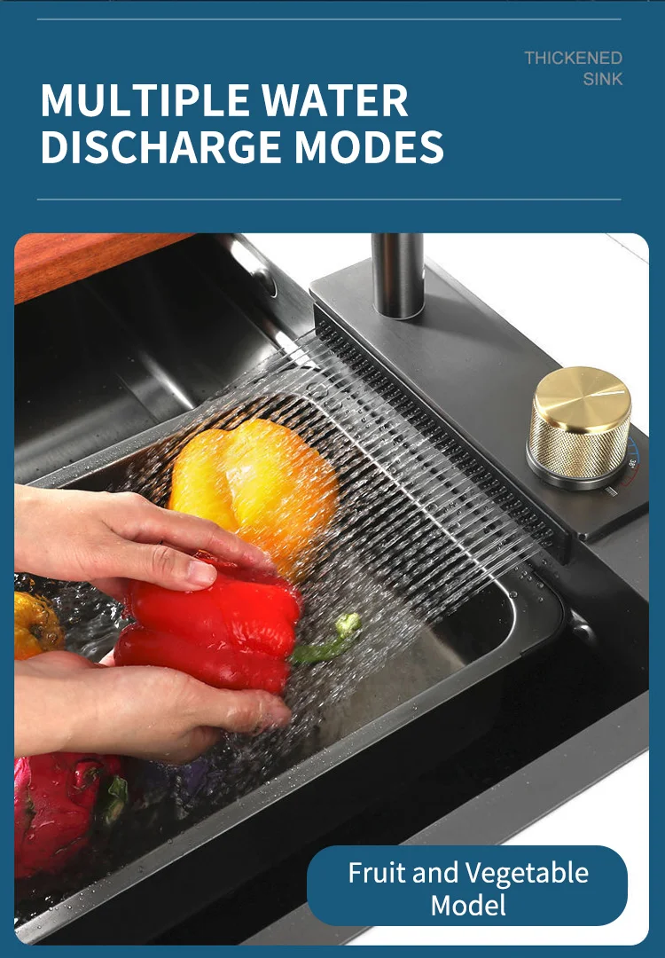 304 Waterfall Multifunction Smart Stainless Steel Sink Glass Rinser ...