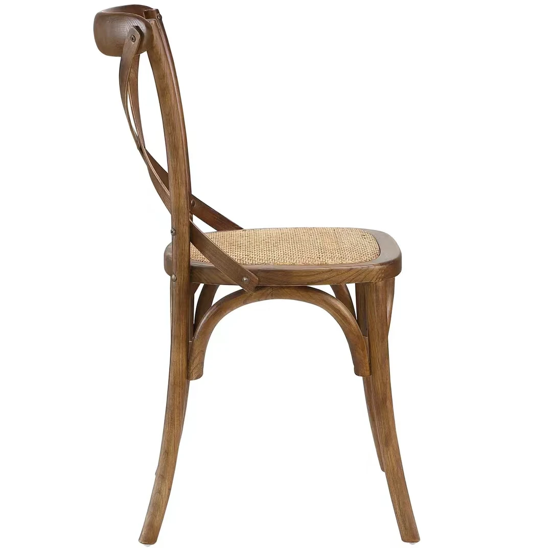 Durable Wood Cross Back Dining Chairs for Commercial Use