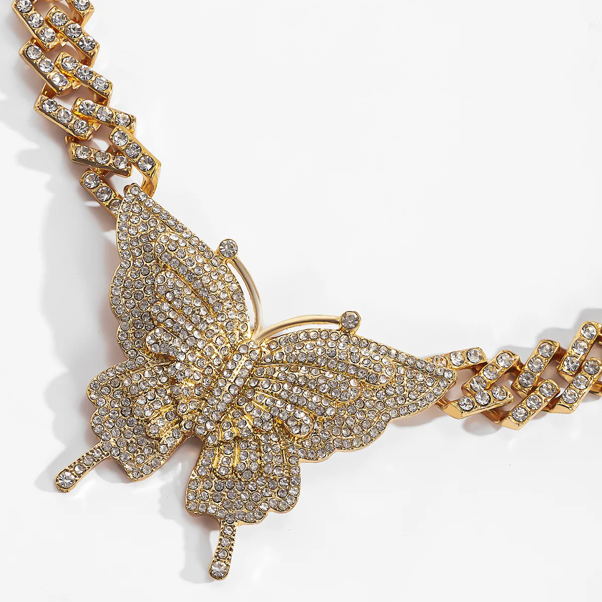 Exaggerated Butterfly Cuban Link Chain Jewelry Necklace Punk Hip Hop ...
