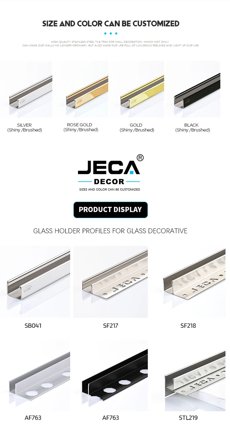 JECA Shower Tile Edge Trim Corner Guard Stainless Steel Profile ...