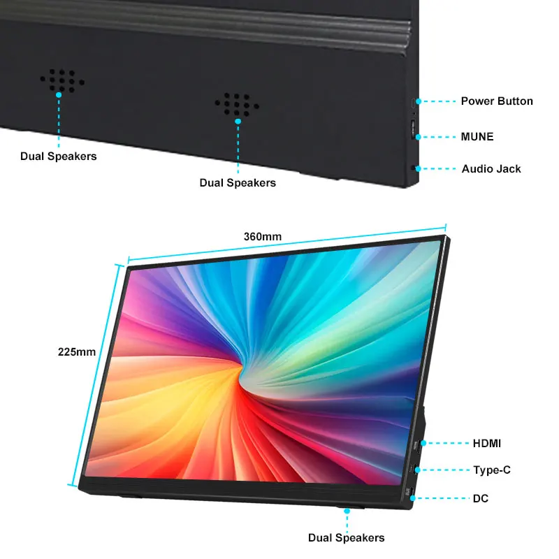 2025 New 1080P Portable Monitors with USB Dual Type-C Cables