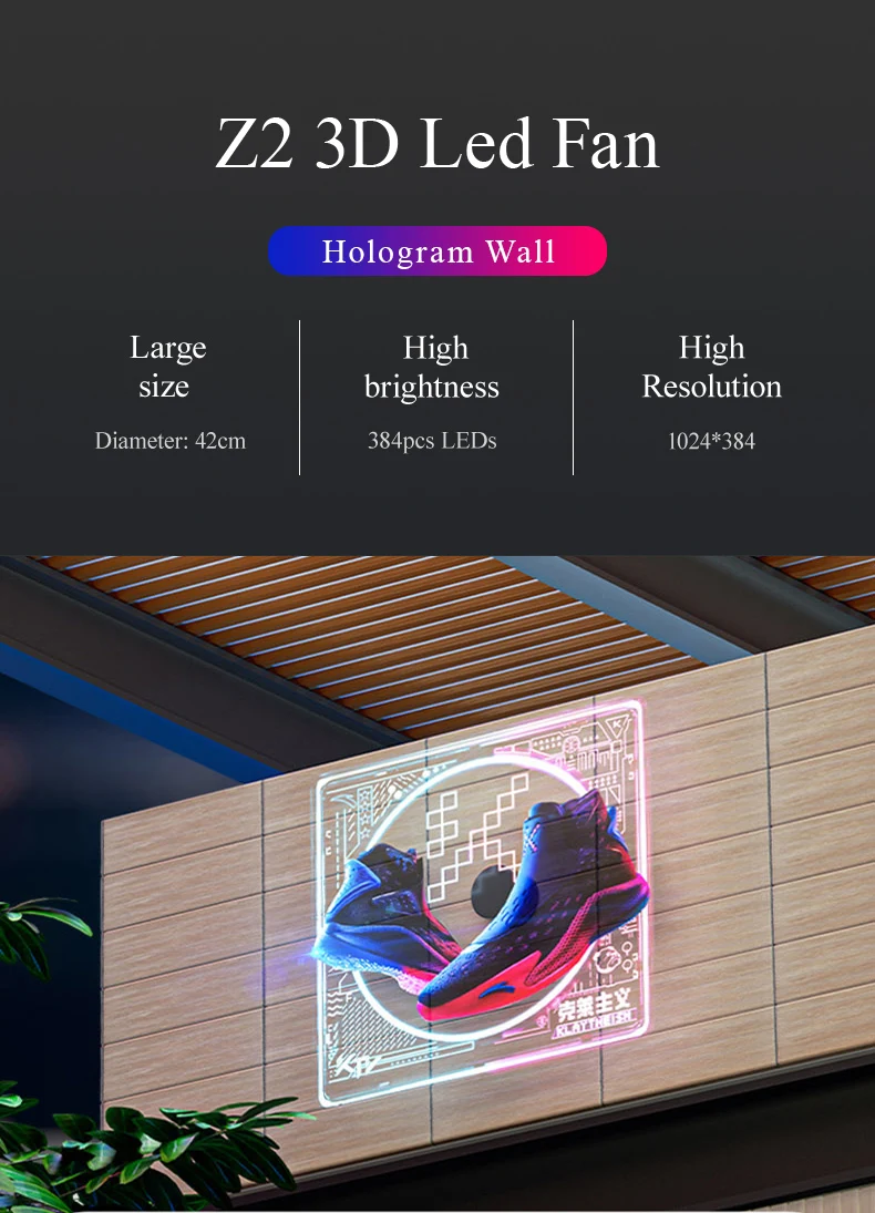 2024 Wifi Control 42cm Hd Holographic Display 384 Spinning 3d Projector Led Advertising Hologram ...