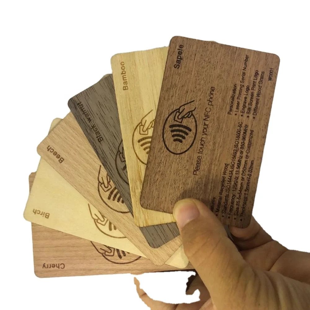 Recyclable Wooden Visiting Card Logo Laser Engraved Visitor Card Wood ...