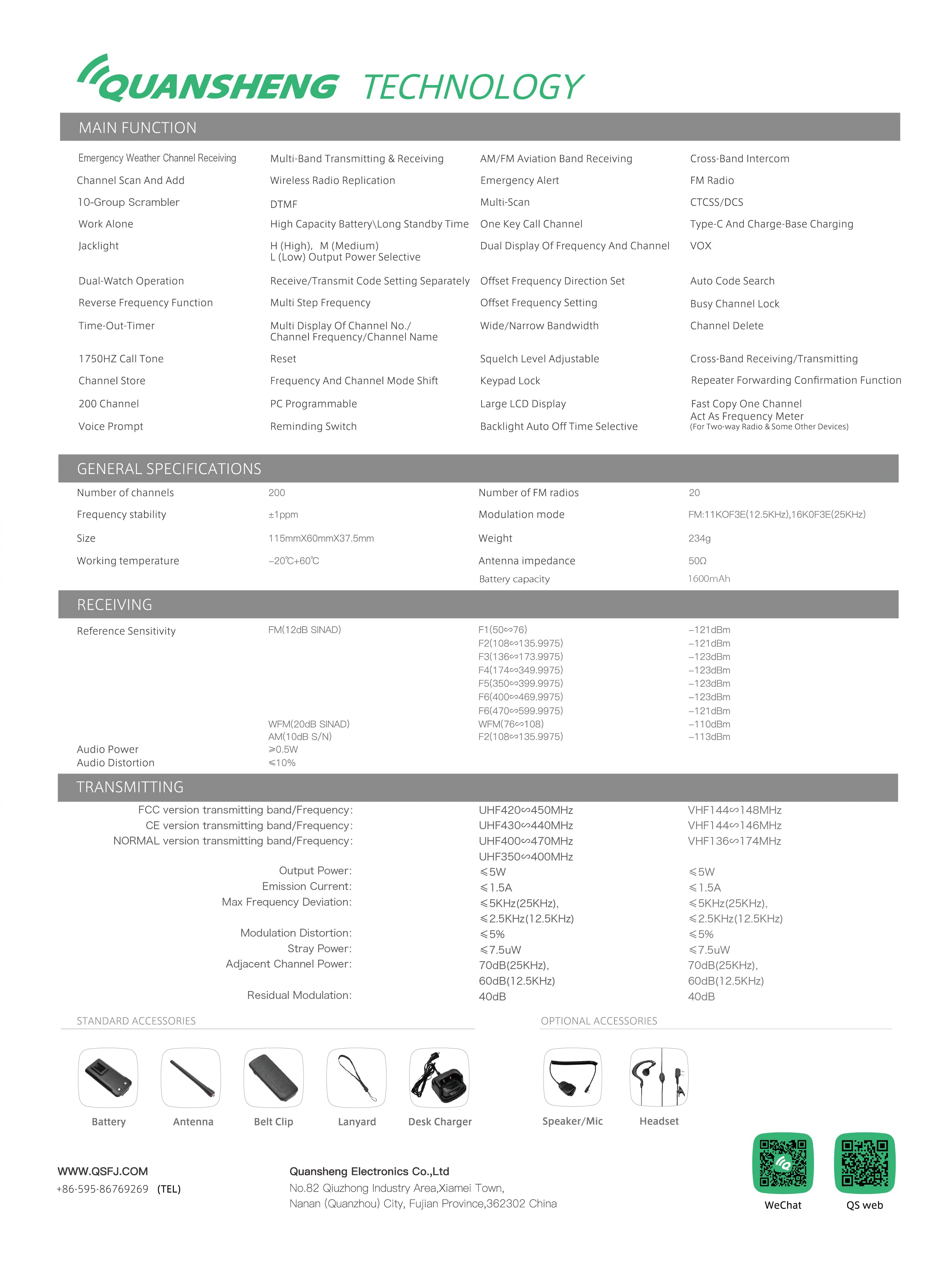 QUANSHENG UV-K5 Ham Radio Amateur Two Way Radio CE FCC Dual Band Long ...
