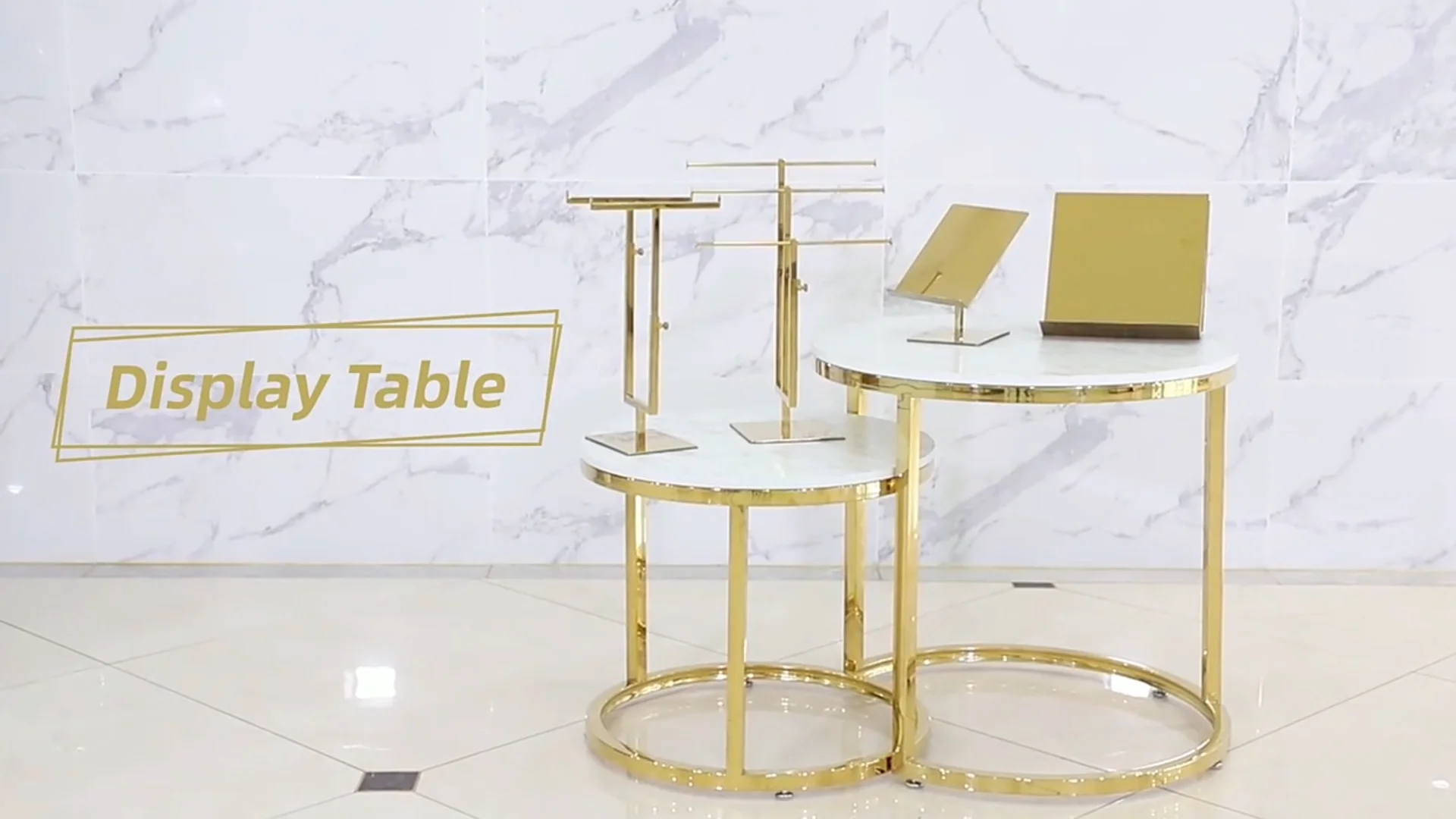 Clothing Store Display Table In The Middle Rose Gold Stainless Steel ...