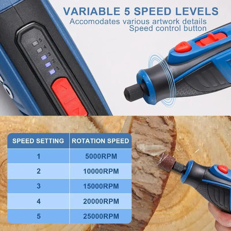 HERZO 4V Cordless Mini Rotary Tool Set for Engraving