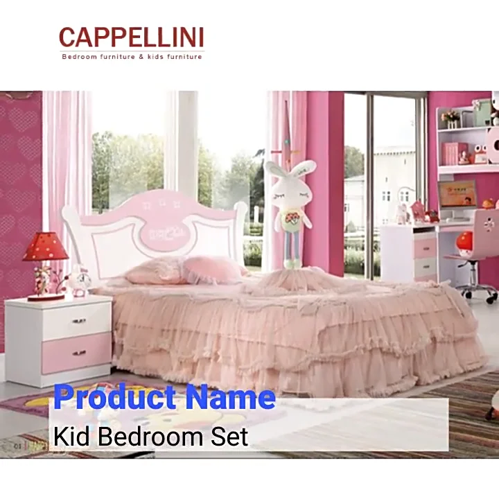 Modern Pink Princess Bed Kids Furniture Bedroom Set With Wardrobe And ...