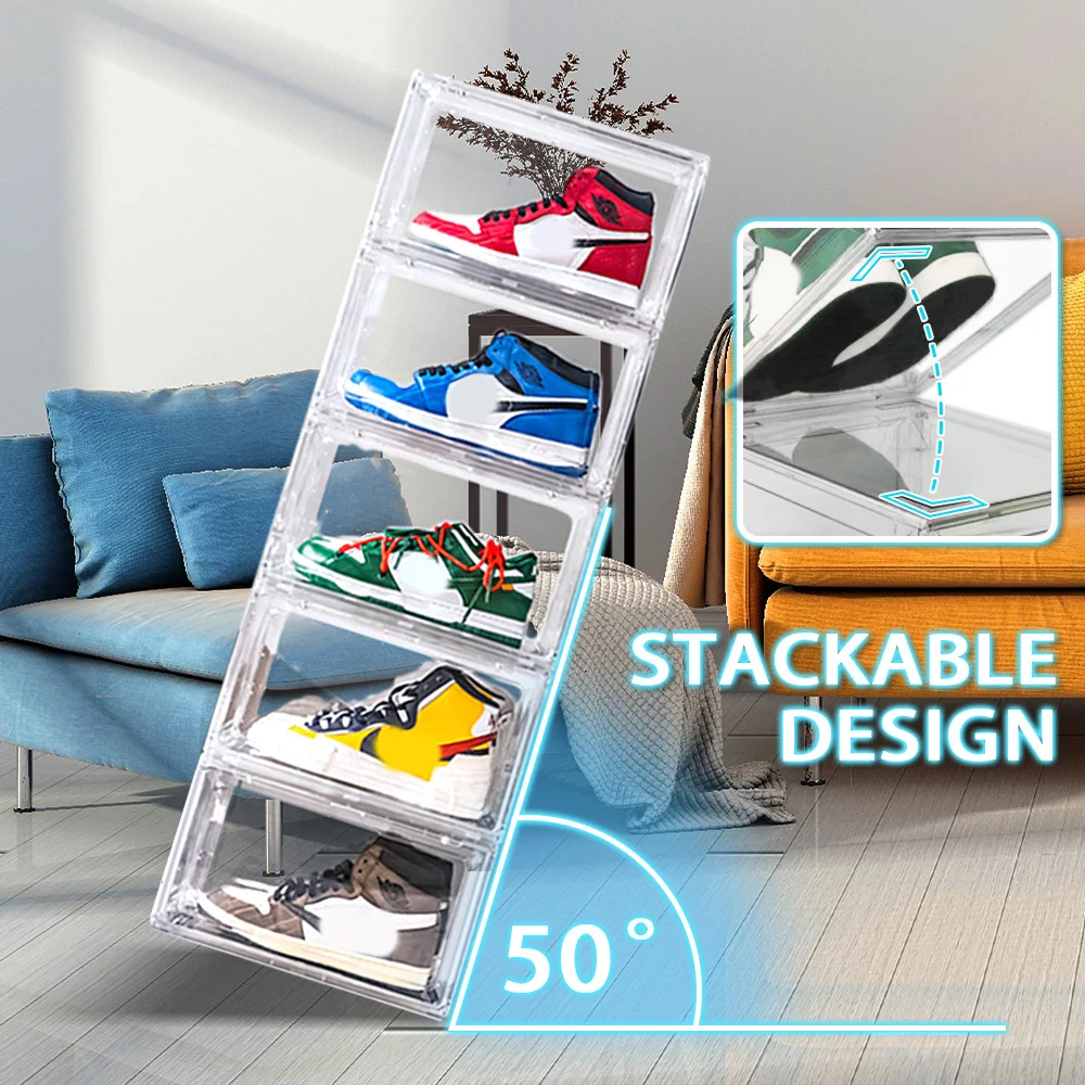Wholesale Transparent Plastic Sneaker Stackable Shoe Storage Boxes Drop ...
