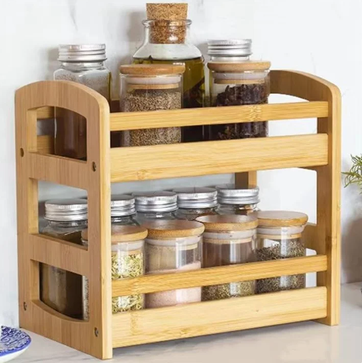 Customized Countertop Standing Type Wood Spice Rack Organizer for ...