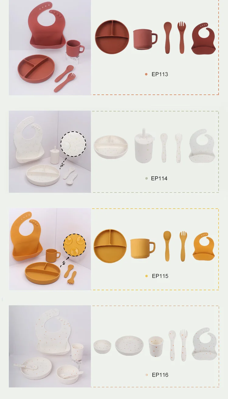 Eco Friendly Dinnerware Kids Feeding Set Silicone Plate Bowl Cup Spoon ...