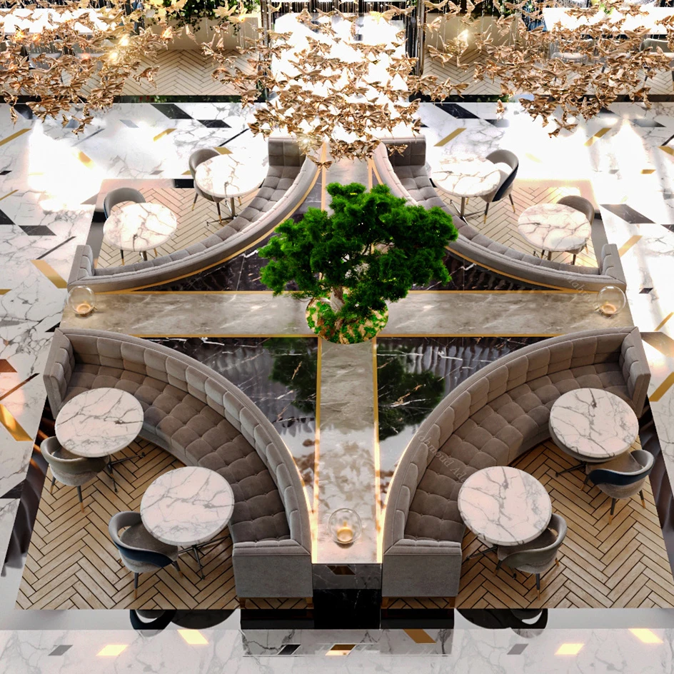 Luxury Style Restaurant Modular Dining Sofa Hard Round Shaped Fabric ...