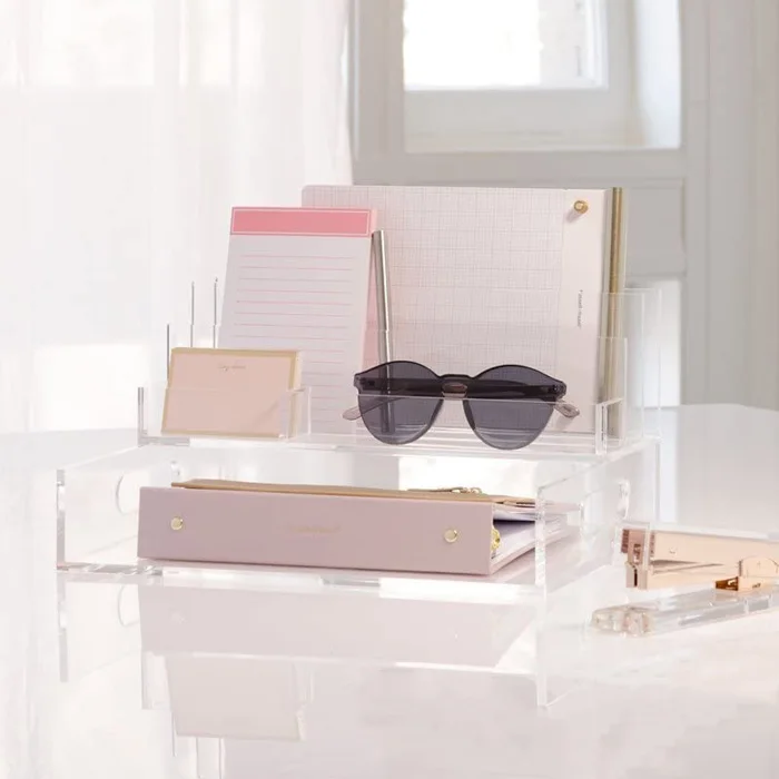 Transparent Acrylic Inbox Stackable Letter Tray For Desk Organizer ...