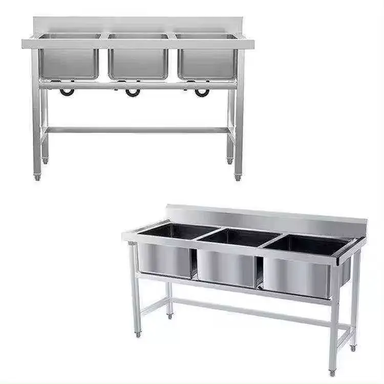Big Size Commercial Stainless Steel Sinks Three Tubs Sink For Kitchen ...