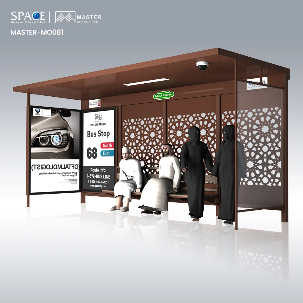 Modern Metal Aluminum Frame Bus Info Route Bus Station Shelter With ...