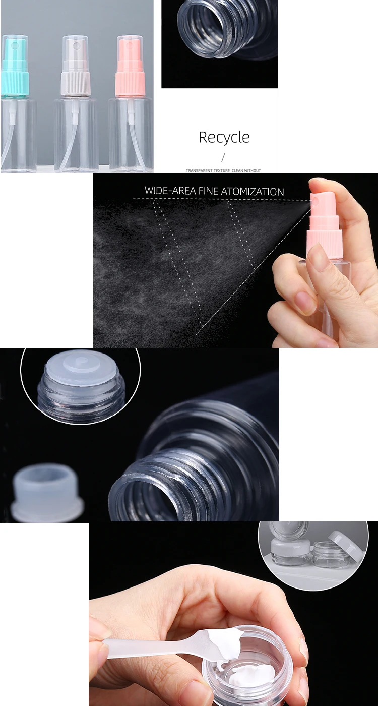 Pet Flight Size Travel Bottle Set Cosmetic Containers Empty Plastic ...