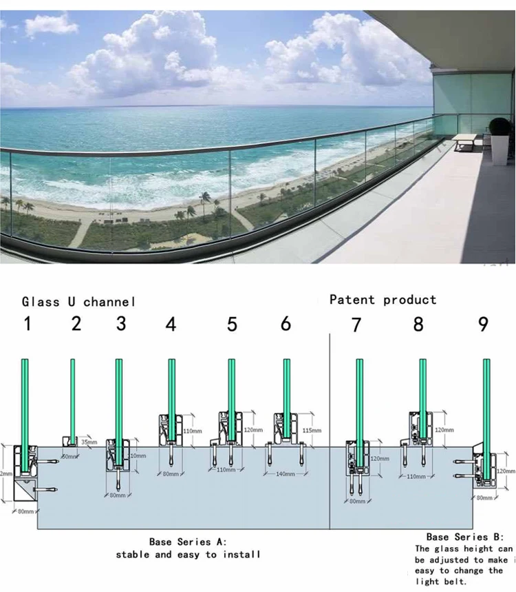 Base Shoe Glass Railing - Modern, Durable, and Stylish