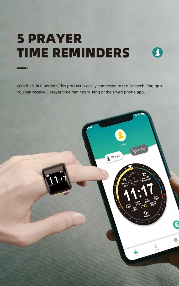 Hot Selling Oled Display Smart Ring For Muslim Prayer Equantu Smart ...