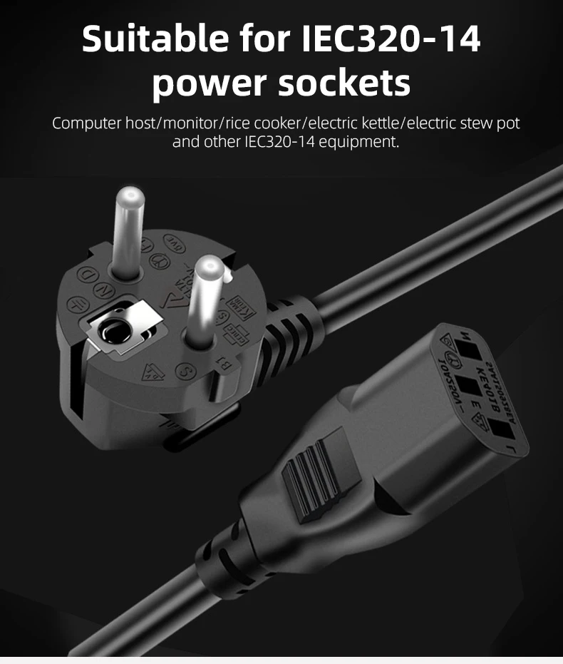 High Quality 3 Pin Ac European Power Plug Cable Wholesale Eu Ac Power ...