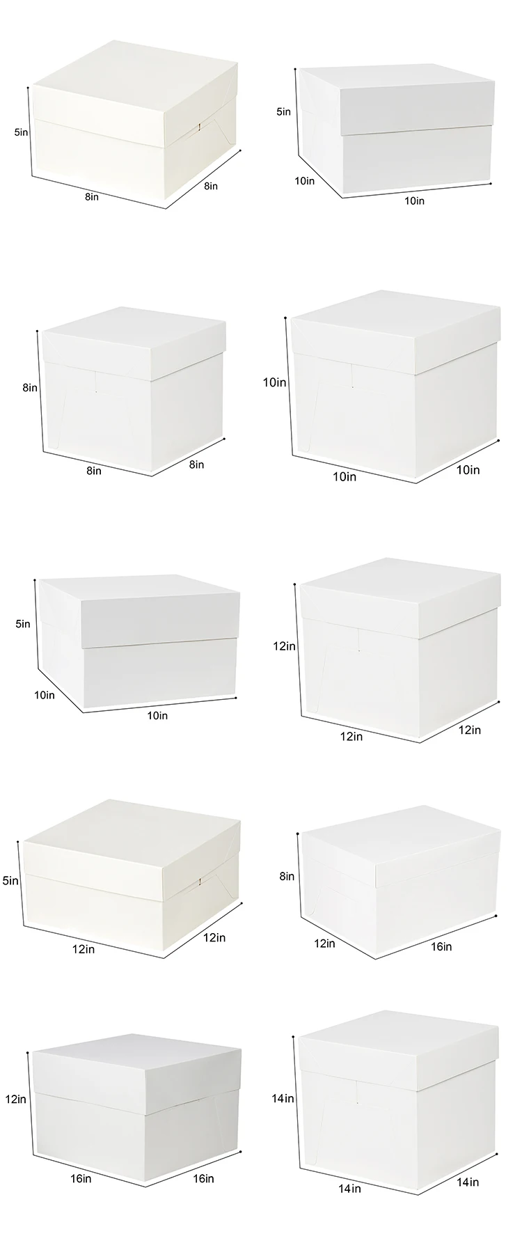 Custom 12 Inch Cake Boxes with Window - White Cardboard
