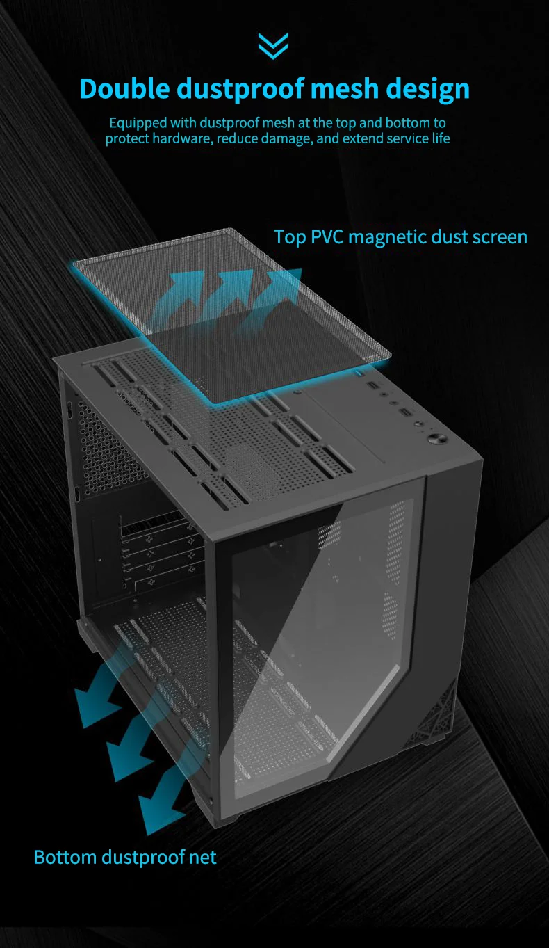 Factory Direct M-ATX Mid Tower Computer Case with Tempered Glass Front ...