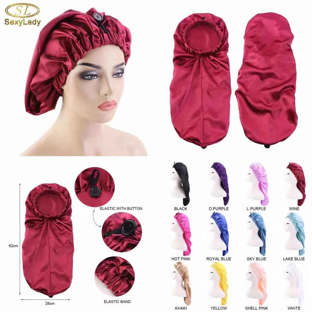 Double Layer Reversible Braid Bonnet with Snap Adjustable Hair Bonnet ...