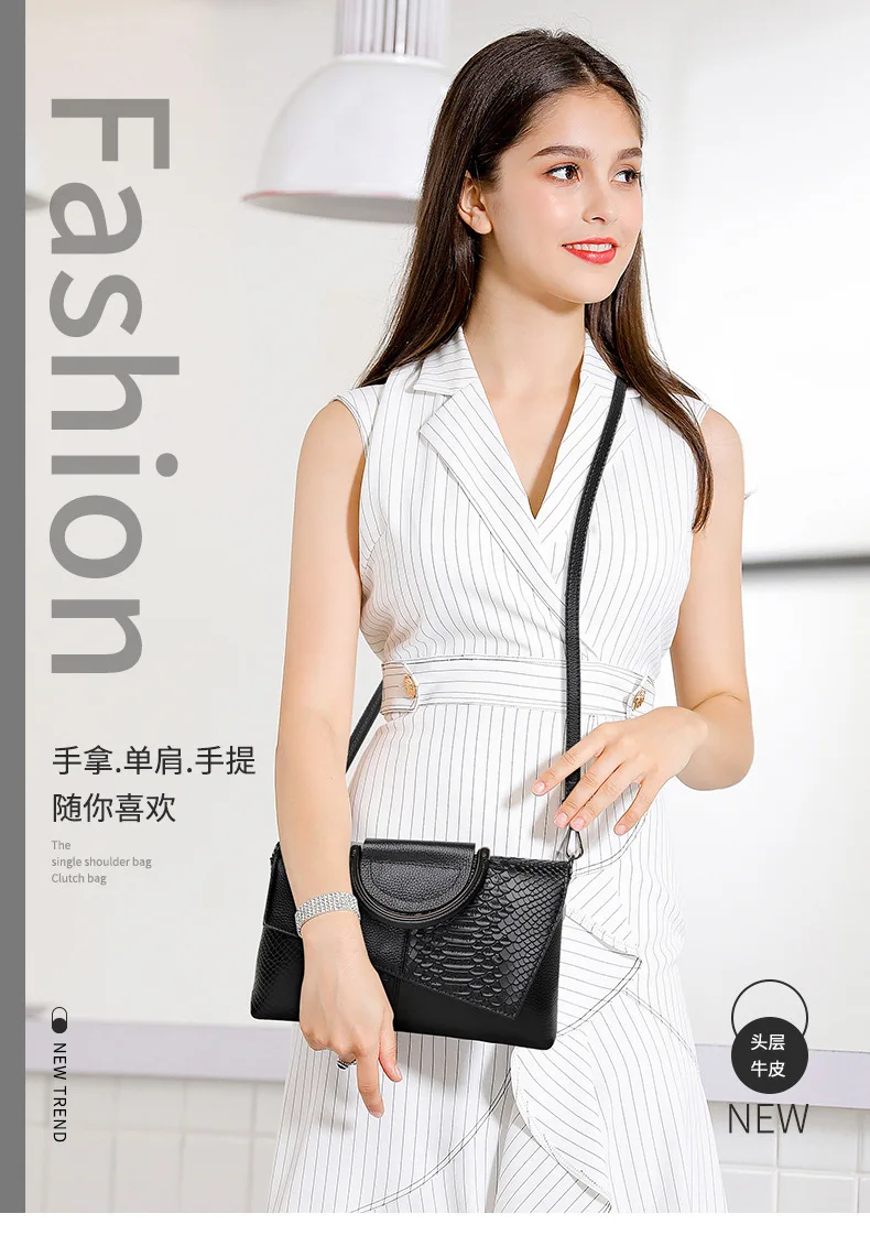 Ru 2023 Luxury Black Crocodile Pattern Crossbody Handbags Genuine ...