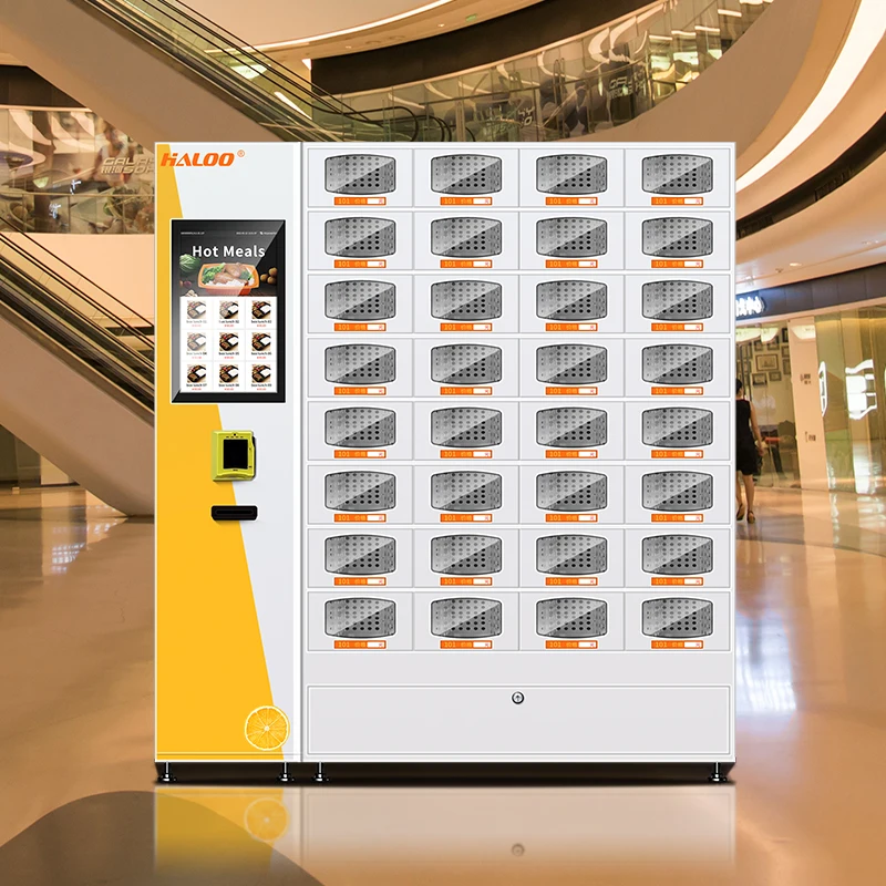 Haloo Hot Meal Vending Machine Thermal Heating Grid Cabinet Fast Food ...