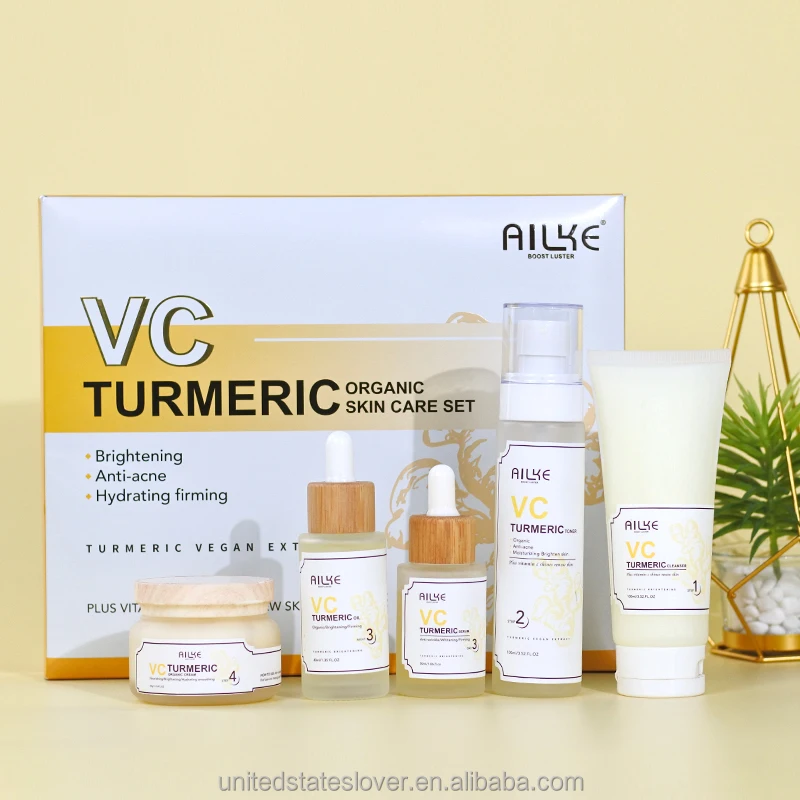 Turmeric Skincare Set Private Label Tumeric Acne Treatment Skin Care ...