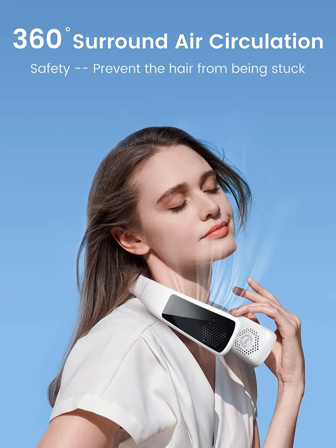 2023 Free Custom Cooling Usb Neck Fan Rechargeable Adjustable 3 Speeds Cooler Bladeless Free ...