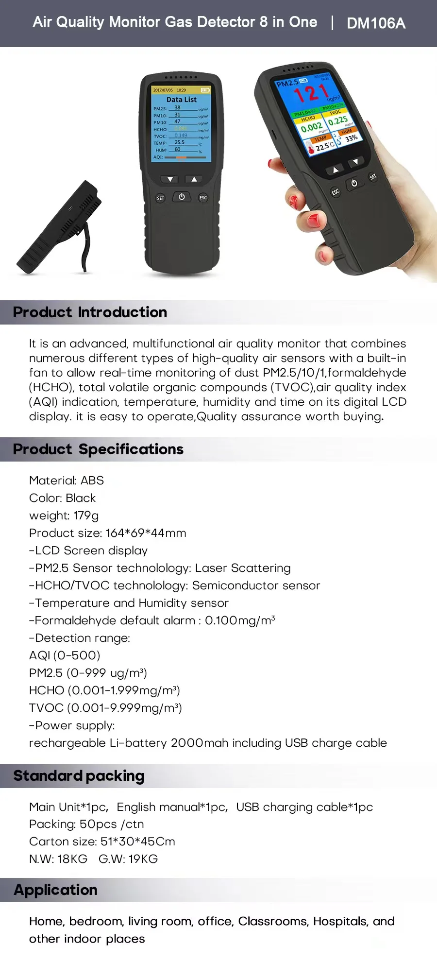 Handheld Air Quality Detector - Multi-Gas Analyzer