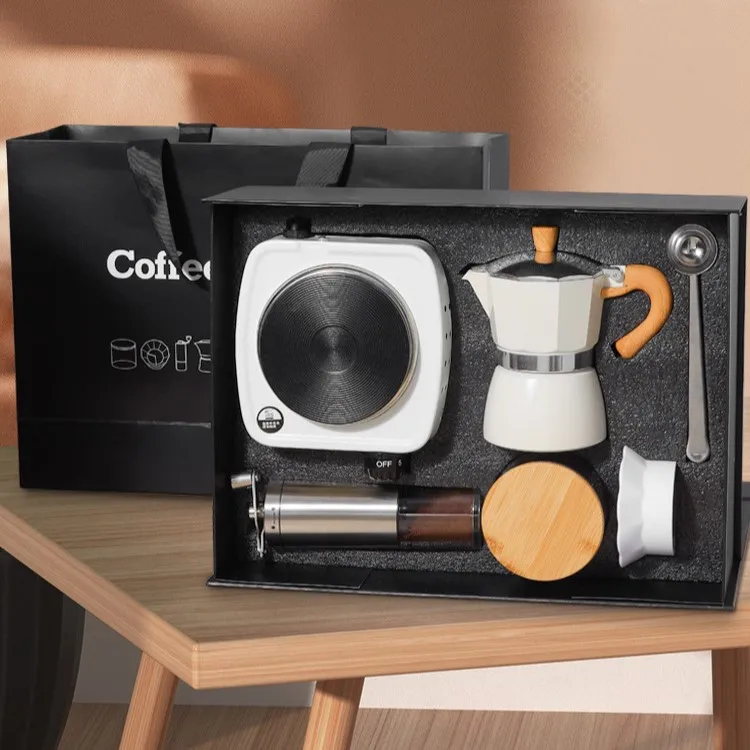 Portable Espresso Coffee Maker Gift Box Hand Grinder Mocha Pot Coffee ...