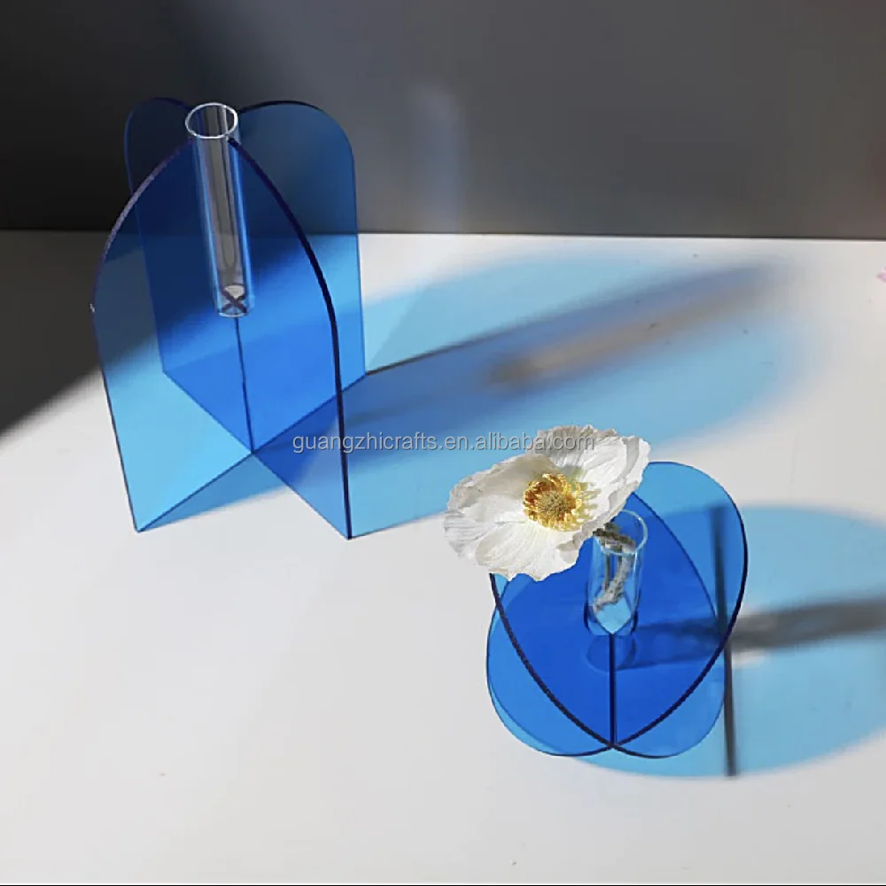 Small Bouquet Display Vase Acrylic Block Bud Vase Cylindrical Insert ...
