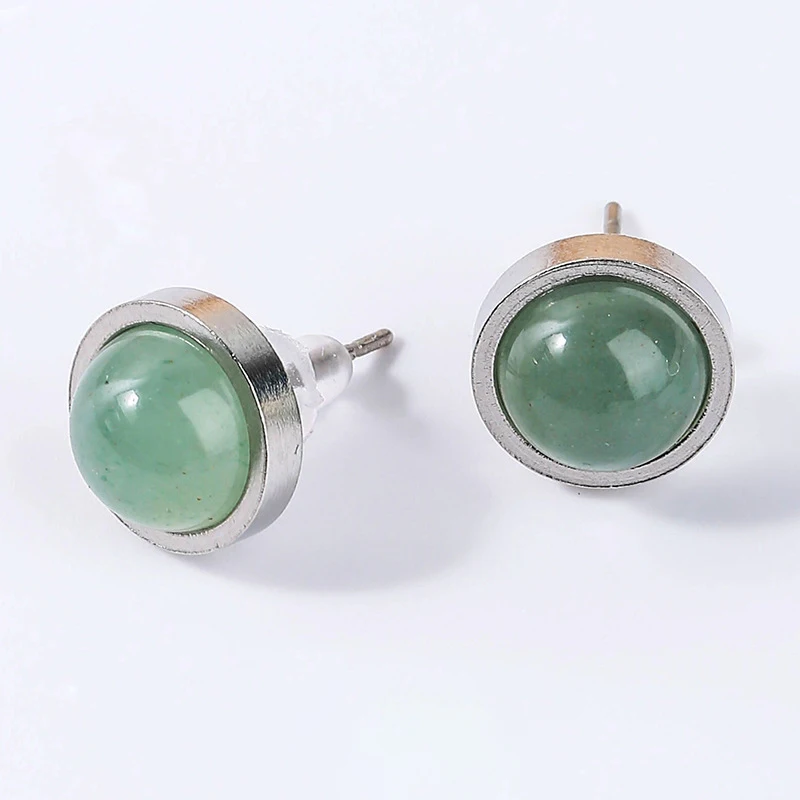 Stainless Steel Stud Gemstone Beautiful Natural Stone Earring Post Stud ...