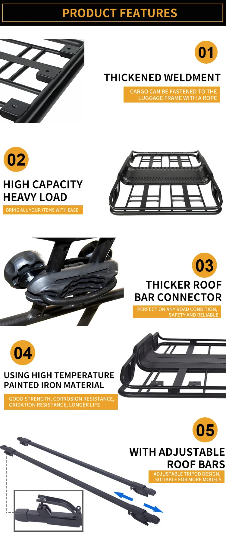 Universal Cargo Roof Rack 4x4 For Toyota Fortuner 4wd 127cm Iron Alloy ...