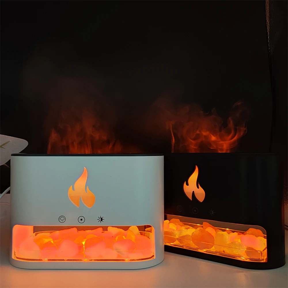 Customized Logo Ultrasonic Flame Aroma Diffuser - Himalayan Salt Lamp