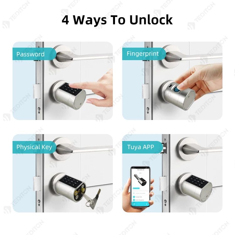 Tediton Newest Design Gold Smart Cylinder Lock Euro Cylinder Lock Tuya ...