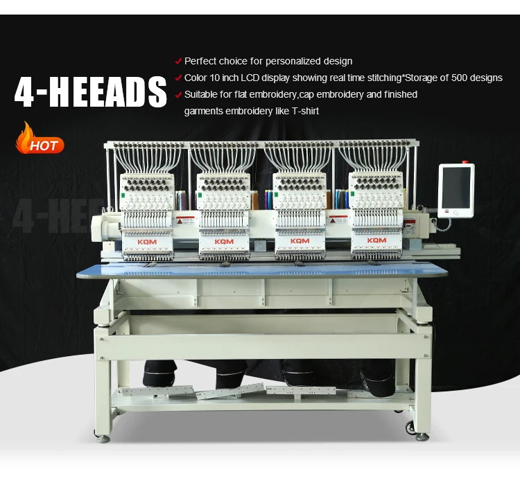New Multi Heads Embroidery Machine - 4 Heads Computerized Cap & T-shirt ...