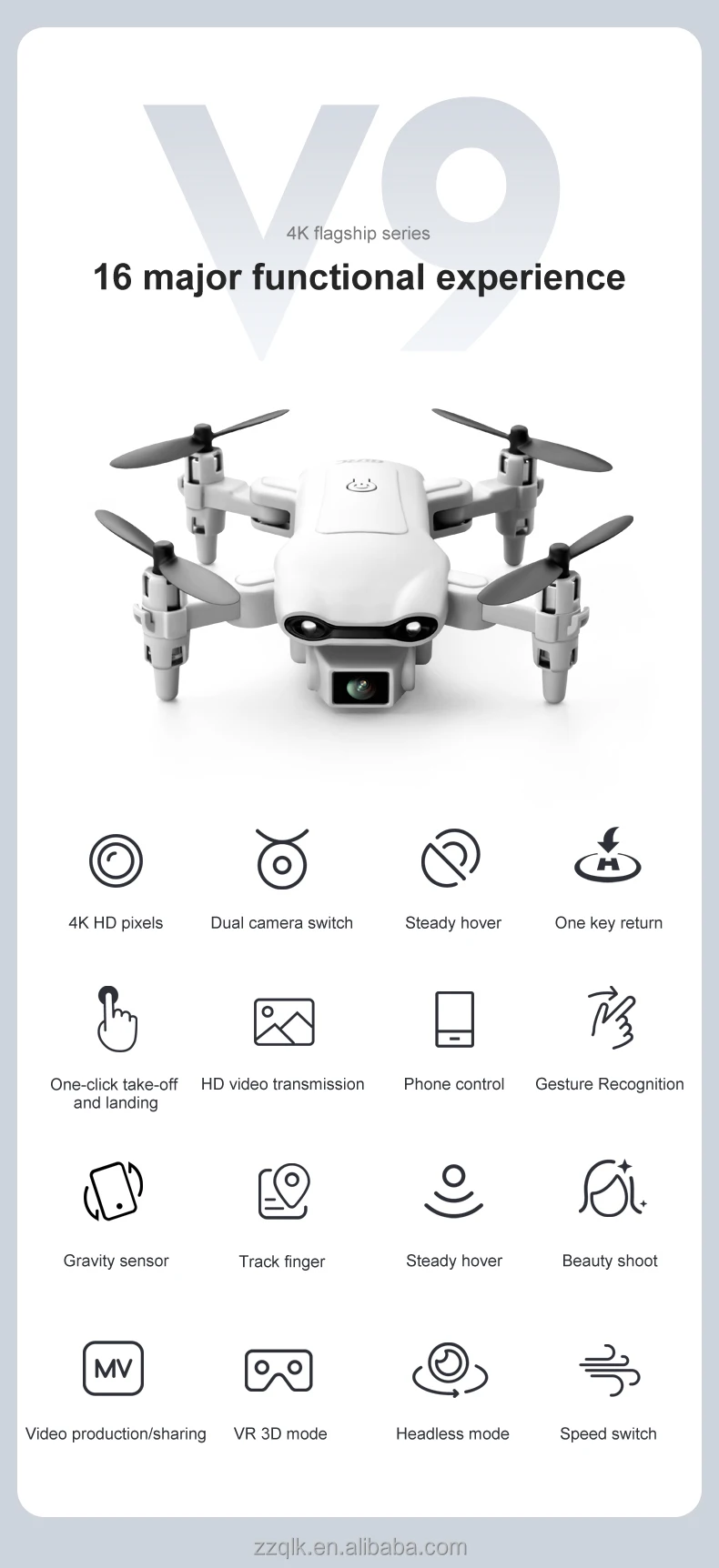 Mini V9 Folding Dual Camera Small 4k Hd Aerial Photography Remote ...